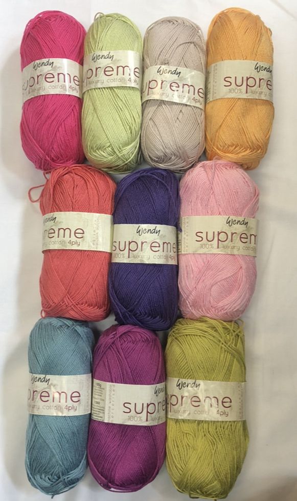 Wendy Supreme 4Ply Cotton 100g - Yarn for knitting and crochet - wool ...
